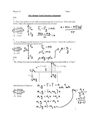 Physics 20 Workbook Unit 4 Simple Harmonic Motion And Waves Solutions PHYSICS 20 UNIT 4