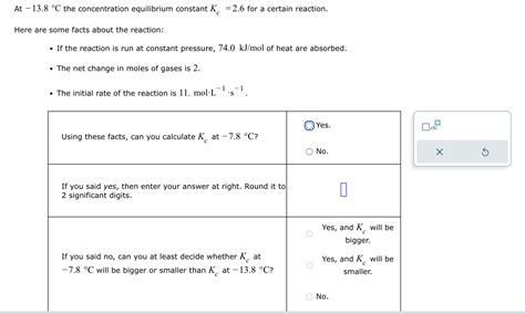 Solved At 13 8°c ﻿the Concentration Equilibrium Constant