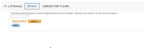 Solved Find The Angle Between A Cube S Diagonal And One Of Chegg Com