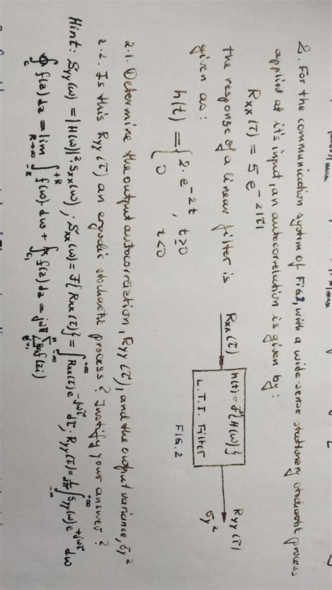 Solved For The Communication System Of Fig 2 With A Wide