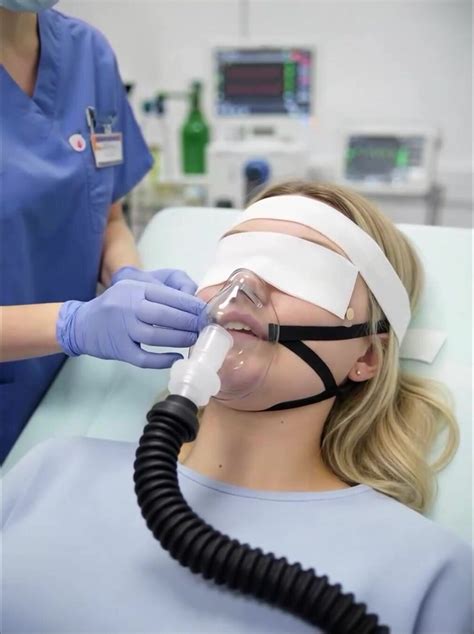 Blindfolded Woman Is Waiting For Ect Treatment