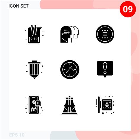 User Interface Pack Of 9 Basic Solid Glyphs Of Pencil Design Head Coding Menu Editable Vector