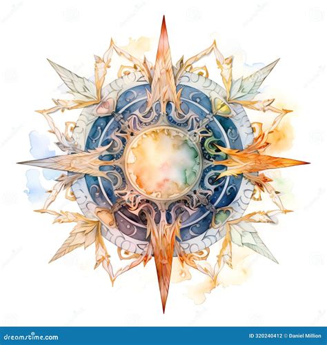 Star And Winged Disk Symbolizing Various Deities Illustration Stock