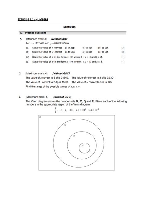 Exercise 11 Numbers Mathematic Exercise 1 Numbers