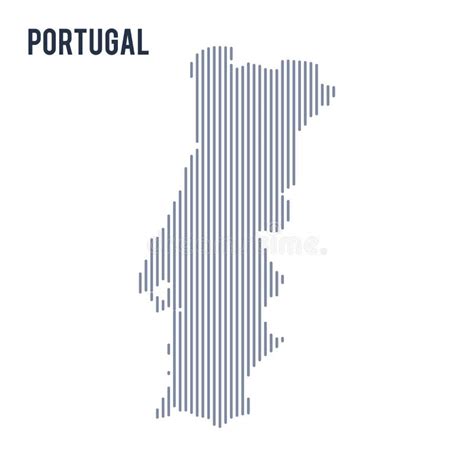 Vector Abstract Hatched Map Of Portugal With Vertical Lines Isolated On A White Background