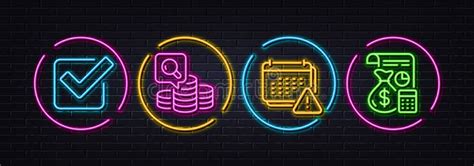 Checkbox Inspect And Notification Minimal Line Icons For Web Application Printing Neon Laser