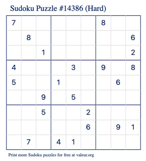 Free Printable Hard Sudoku With The Answer 14386