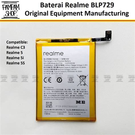 Jual Baterai Realme C3 5 5S 5I C21Y BLP729 Original OEM Batre Batrai Battery Ori Real Me BLP 729