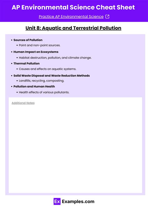 AP Environmental Science Cheat Sheet Free PDF Unit Wise Examples