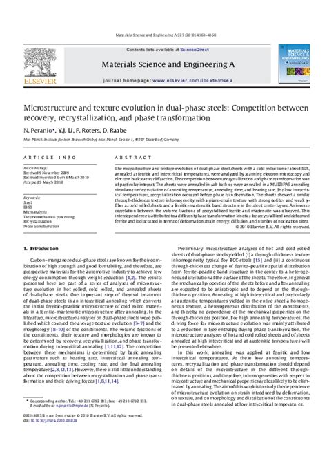 Pdf Microstructure Evolution During Recrystallization In Dual Phase Steels