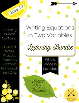 Writing Equations In Two Variables Learning Bundle By CuteCalculations