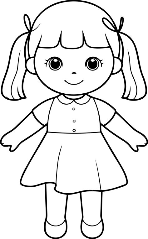 Premium Vector Doll Vector Illustration Black And White Outline Doll Coloring Book Or Page For