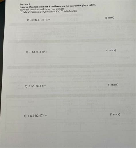 Solved Section A Answer Question Number 1 To 6 Based On The Chegg Com