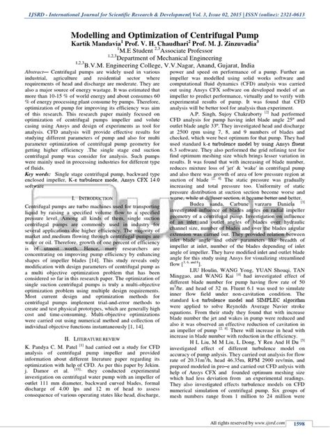 Modelling And Optimization Of Centrifugal Pump Pdf Pump
