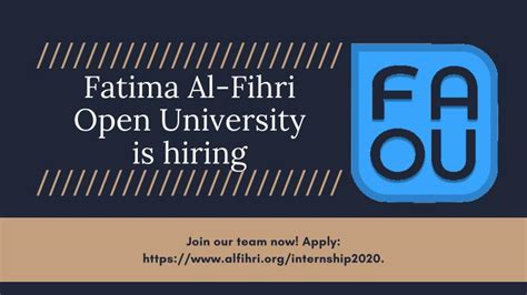 Fatima Al Fihri Open University On Linkedin Fatima Al Fihri Open University Is Looking For A