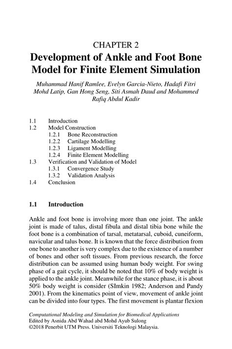 PDF Development Of Ankle And Foot Bone Model For Finite Element Simulation