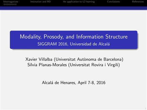 Pdf Modality Prosody And Information Structure