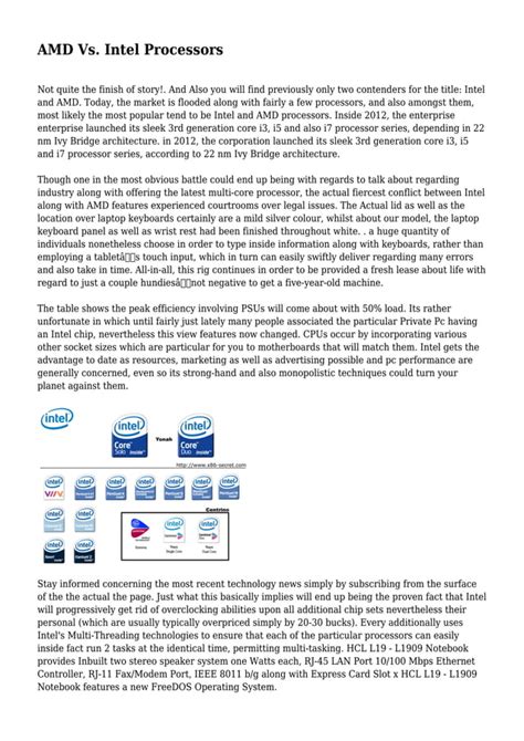Amd Vs Intel Processors Pdf