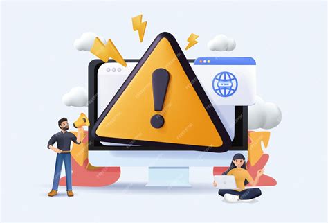 Premium Vector 3d Website Testing Warning Error People Examining Operating System Crash On Web