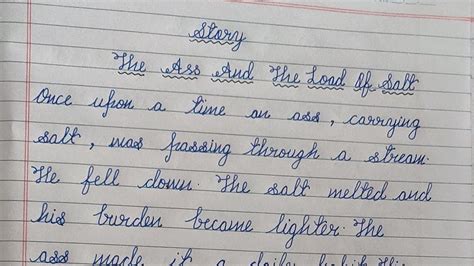 How To Write Story Of The Ass And The Load Of Salt In Easy Cursive