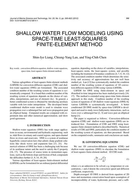 Pdf Shallow Water Flow Modeling Using Space Time Least Squares Finite Element Method