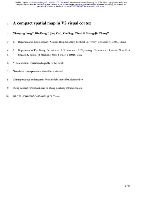 Pdf A Compact Spatial Map In V2 Visual Cortex