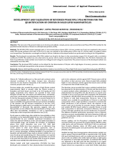 pdf development and validation of reversed phase hplc pda method for