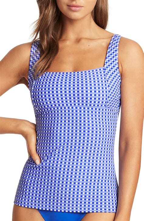 Sea Level Checkmate Square Neck Tankini Top Nordstrom