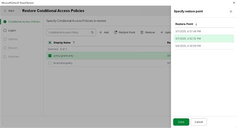 Step 2 Select Restore Points And Edit Selected Policies User Guide For Microsoft Entra ID