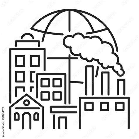 Urban Sprawl Black Line Icon Urbanization Expansion Of Megalopolises