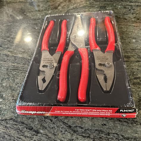 Snap On Pl347acf 3 Piece Talon Grip Slip Joint Pliers Set Red Sealed Ebay
