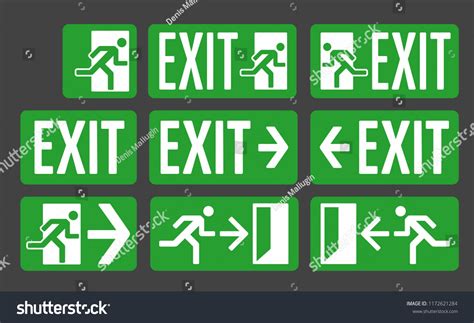 Exit Green Color Signs Set Emergency Stock Vector Royalty Free Shutterstock