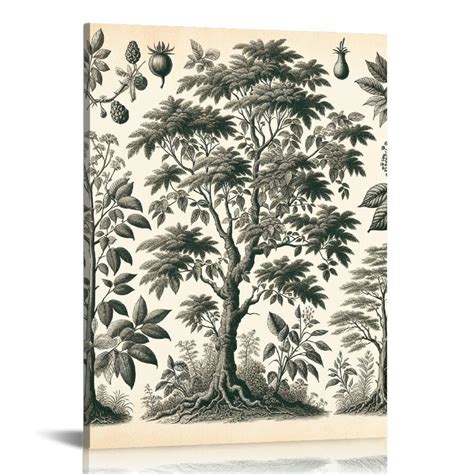 Comio Vintage Tree Poster Hanginggreen Tree Wall Hanging Botanical