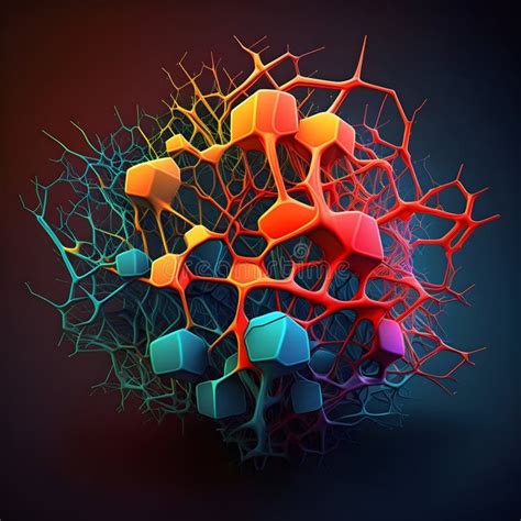 Neuron Network Banner 3d Model Of Neural Network In Trendy Colors Than Can Be Used For