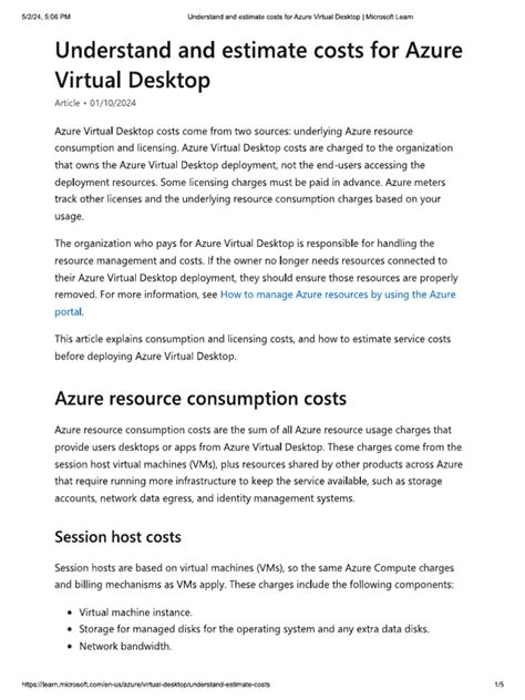 Understand And Estimate Costs For Azure Virtual Desktop Pdf