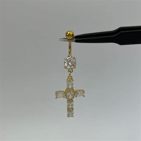 Cross Navel Ring Etsy
