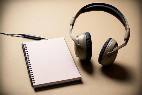 Premium Ai Image Copy Space Notepad With Headphones And A Microphone