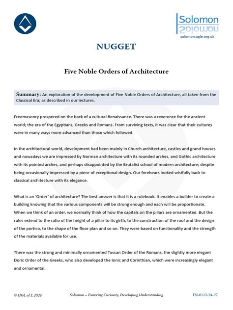Five Noble Orders Of Architecture Pdf Column Architectural Design