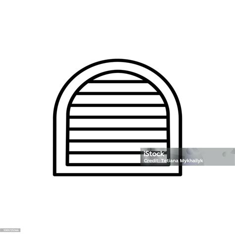베네치아 커튼 셔터의 블랙 화이트 벡터 일러스트 아치 창 수평 블라인드 블라인드의 줄 아이콘입니다 고립 된 개체 0명에 대한 스톡 벡터 아트 및 기타 이미지 Istock