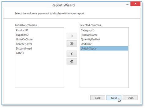 choose columns to display in a report sensor test and calibration