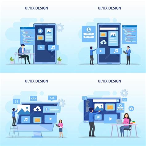Premium Vector Ui Ux Design Concept Creating An Application Design Content And Text Place