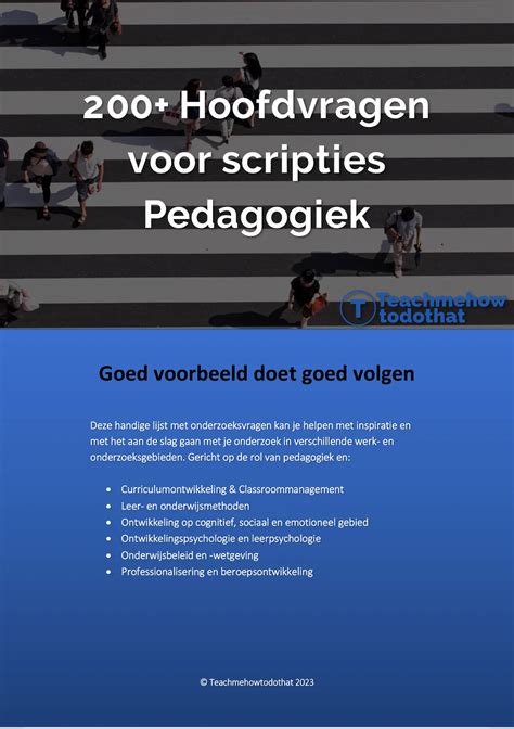 200 Hoofdvragen Voor Hbo Scripties Pedagogiek Scriptie Hbo Stuvia Nl
