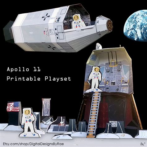 Apollo 11 Paper Toy Model And Educational Playset Etsy In 2024 Apollo 11 Apollo Paper Toys