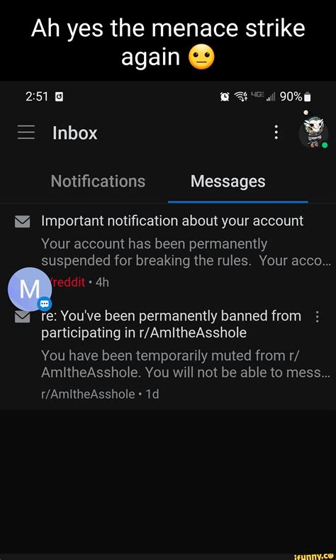 Ah Yes The Menace Strike Again 251 Inbox Notifications Messages