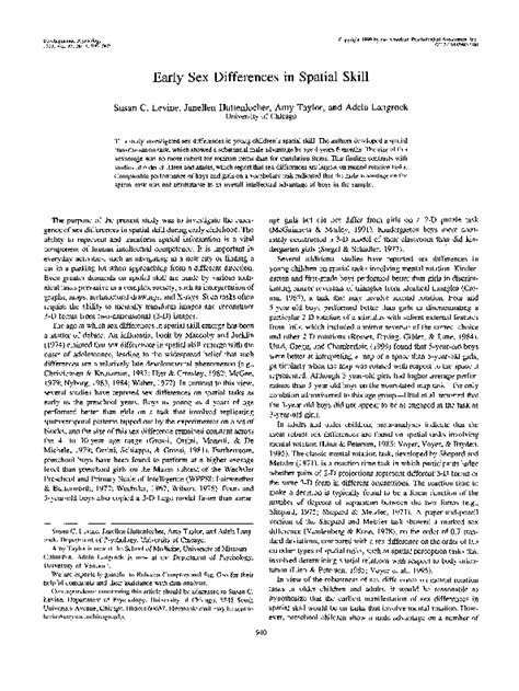 Pdf Early Sex Differences In Spatial Skill