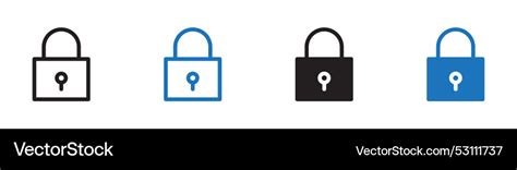 Lock Icon Set Outline Royalty Free Vector Image