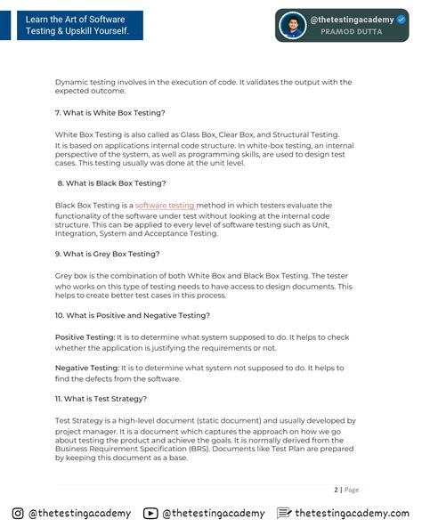 The Testing Academy Pramod Dutta Top 100 Software Testing Interview Questions 🚀🚀 Follow For