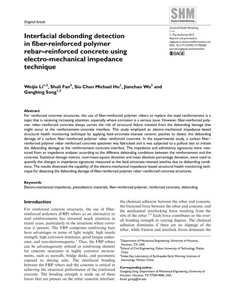 PDF Interfacial Debonding Detection In Fiber Reinforced Polymer Rebarreinforced Concrete