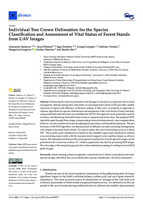 Pdf Individual Tree Crown Delineation For The Species Classification