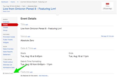 How Do I Delete An Unwanted Event Or Ticket Type Bold Type Tickets